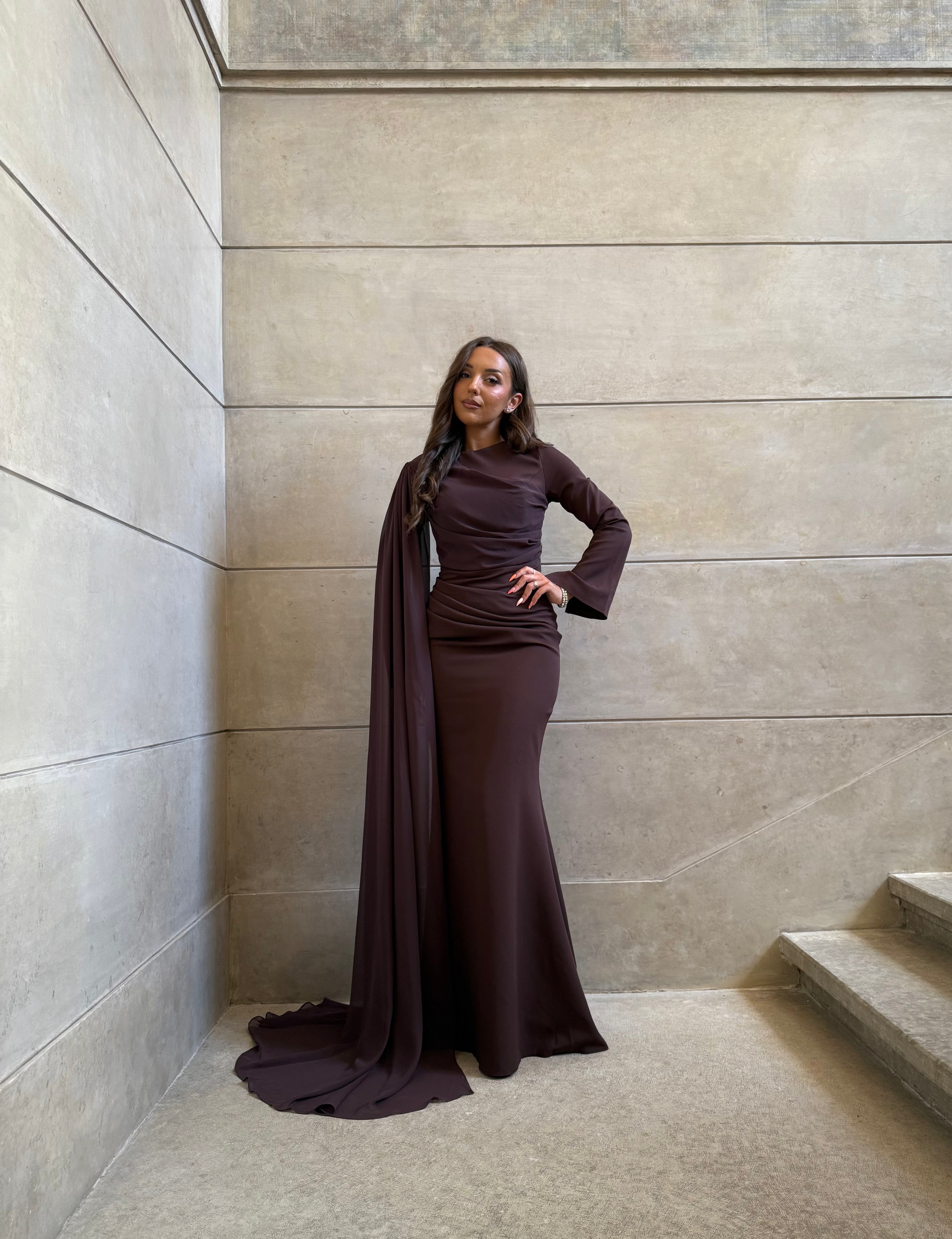 Robe de soirée marron chic - Almila - LaPetiteRobe